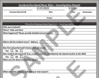 Incident Report Witness Statement Form Fillable PDF - Etsy