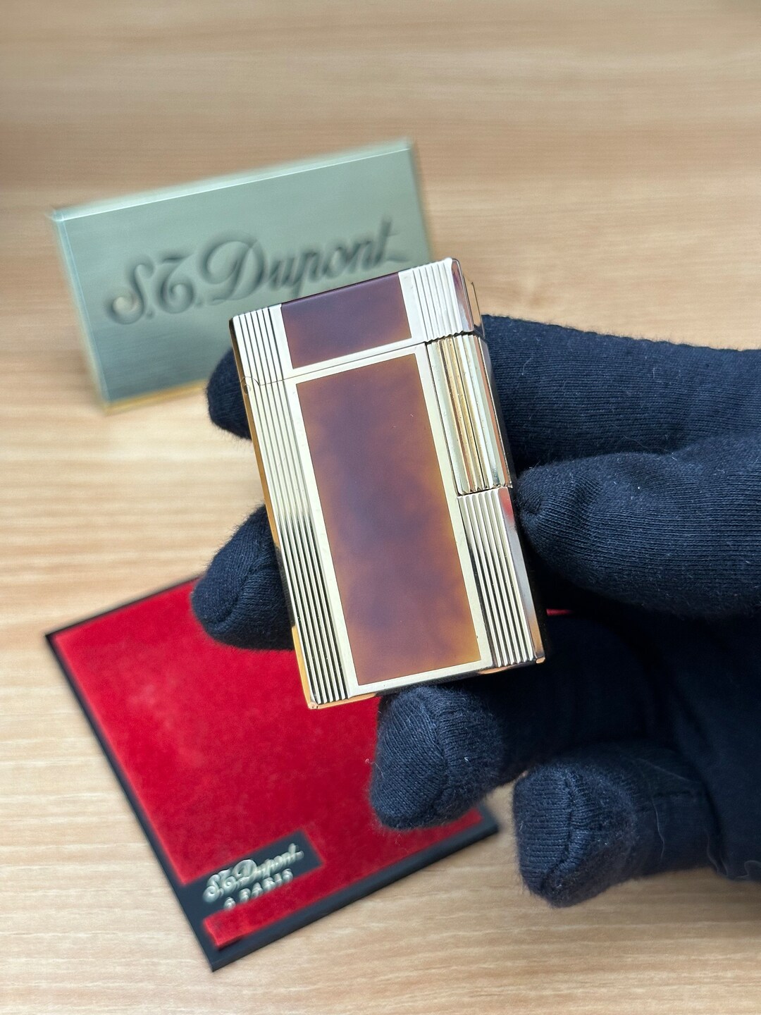 Vintage 1970 St Dupont Ligne 1 Gold Plated Brown Lacquer - Etsy Sweden