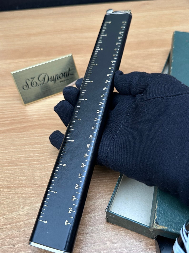 Antique 1940 French European 25 Cm Ruler Table Lighter Never Used Gold ...