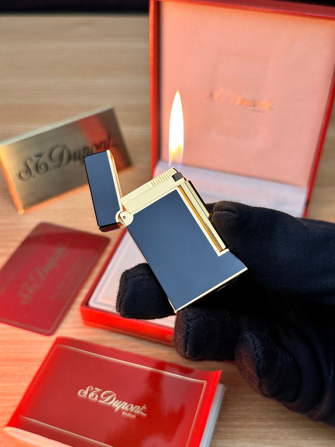 Vintage 1980 St Dupont 24k Gold Finish Natural Lacquer All Over LD ...