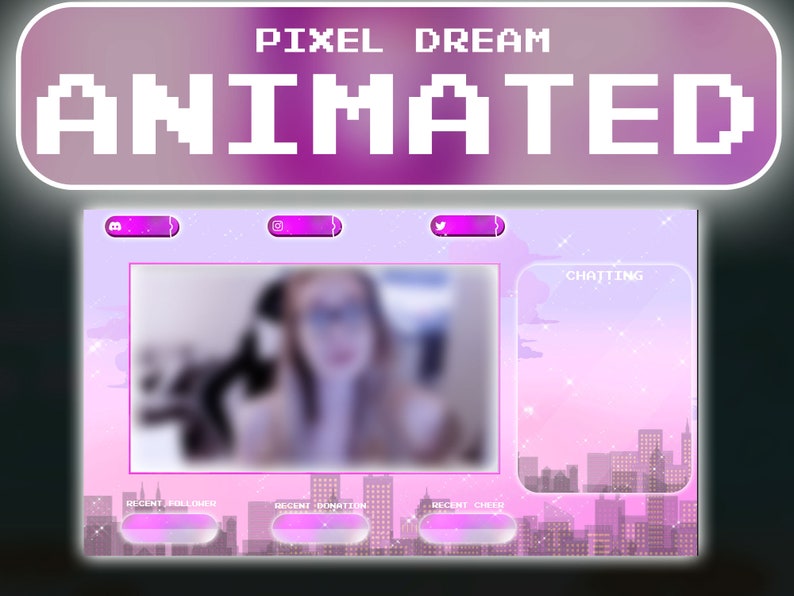 Twitch Stream Package Animated Pixel Dream Twitch Overlay Stream Setup Tokyo City Dreamy