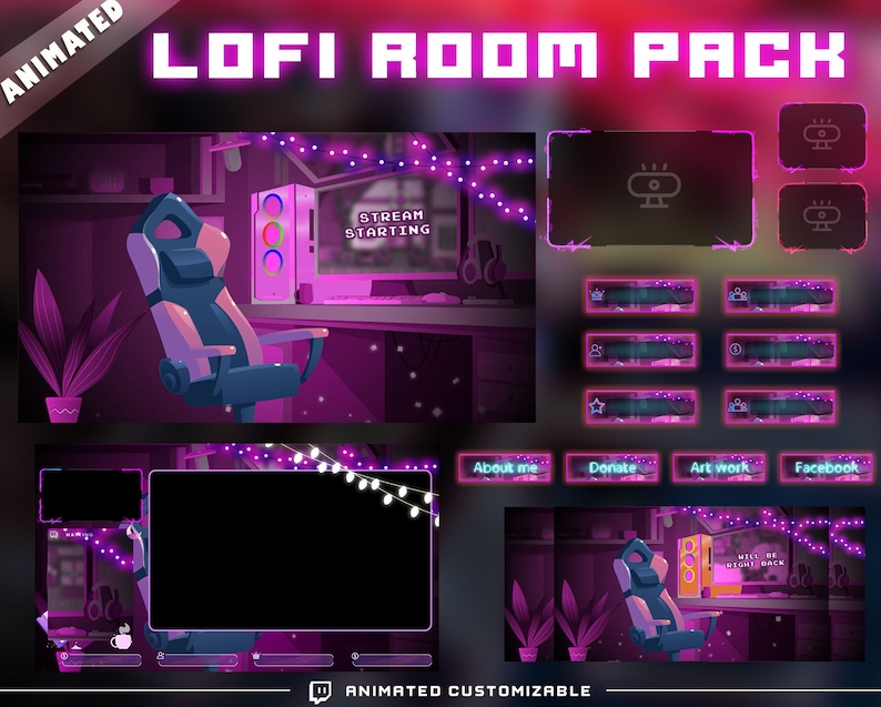 Animated Lofi Streaming for Twitch Streamers Twitch Overlays Lofi ...