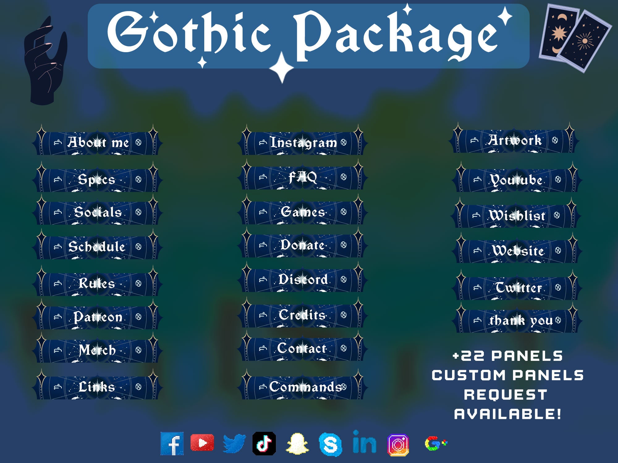 Goth Stream Twitch Package Animated Screens Overlay Panels Dark Mode ...