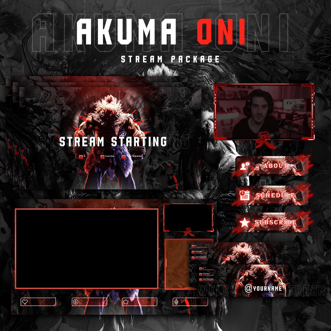 Akuma Oni Animated Twitch Overlay Package Stream Game Overlay Games ...