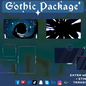 Goth Stream Twitch Package Animated Screens Overlay Panels Dark Mode ...