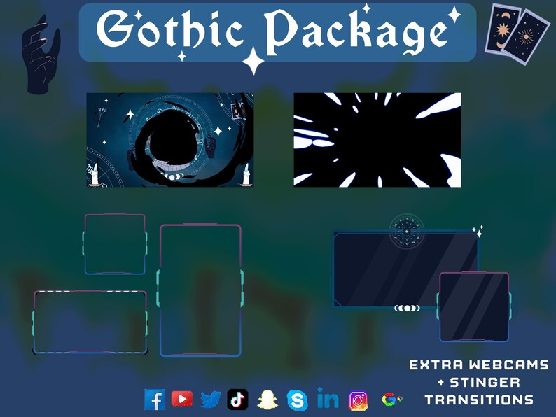 Goth Stream Twitch Package Animated Screens Overlay Panels Dark Mode ...
