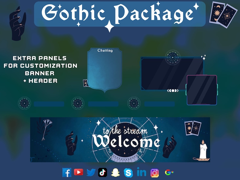 Goth Stream Twitch Package Animated Screens Overlay Panels Dark Mode ...