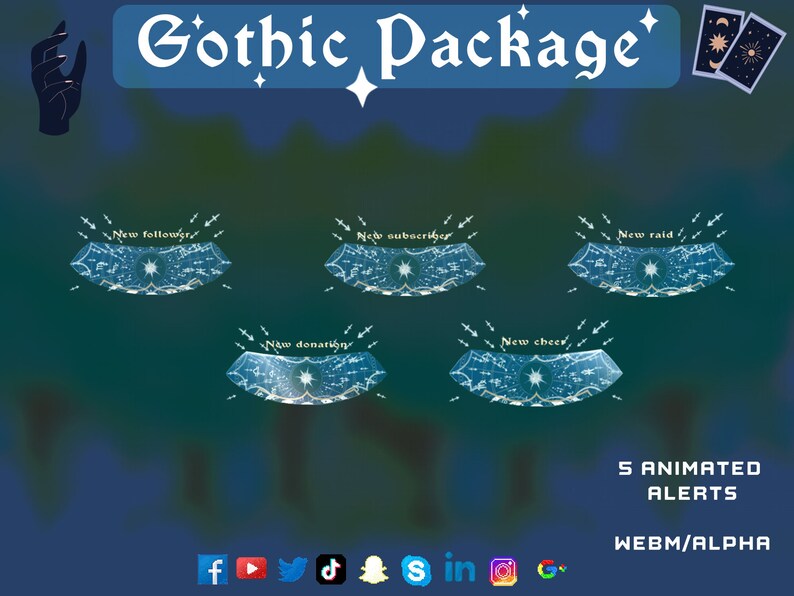 Goth Stream Twitch Package Animated Screens Overlay Panels Dark Mode ...
