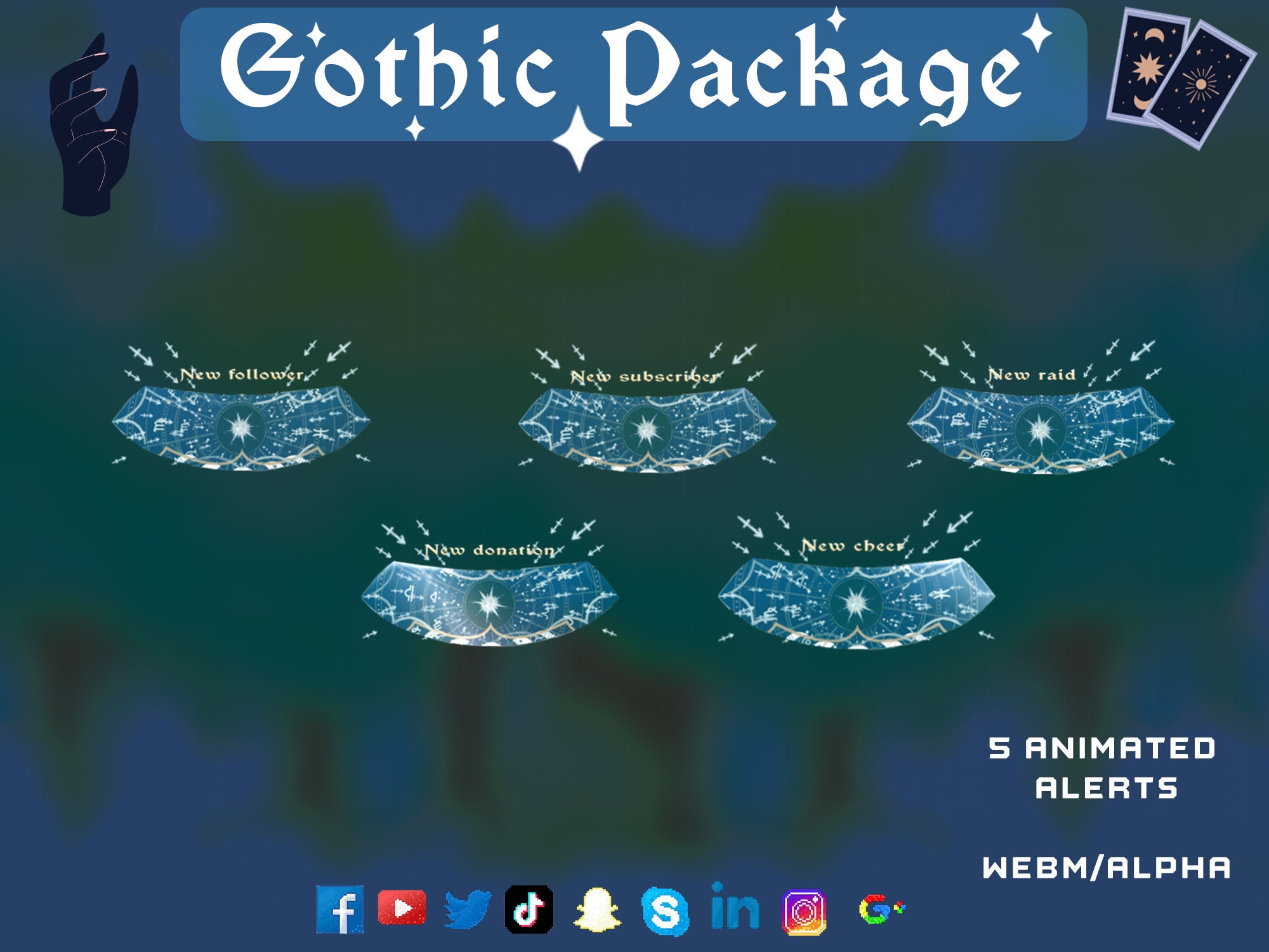Goth Stream Twitch Package Animated Screens Overlay Panels Dark Mode ...