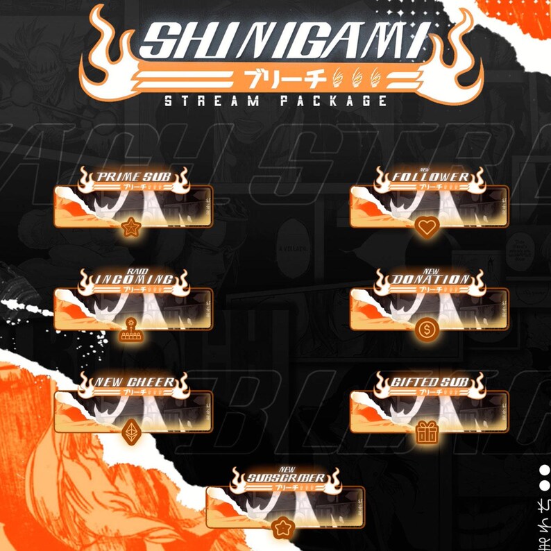 Animated Anime Twitch Overlay Package Stream Game Overlay Japanese ...