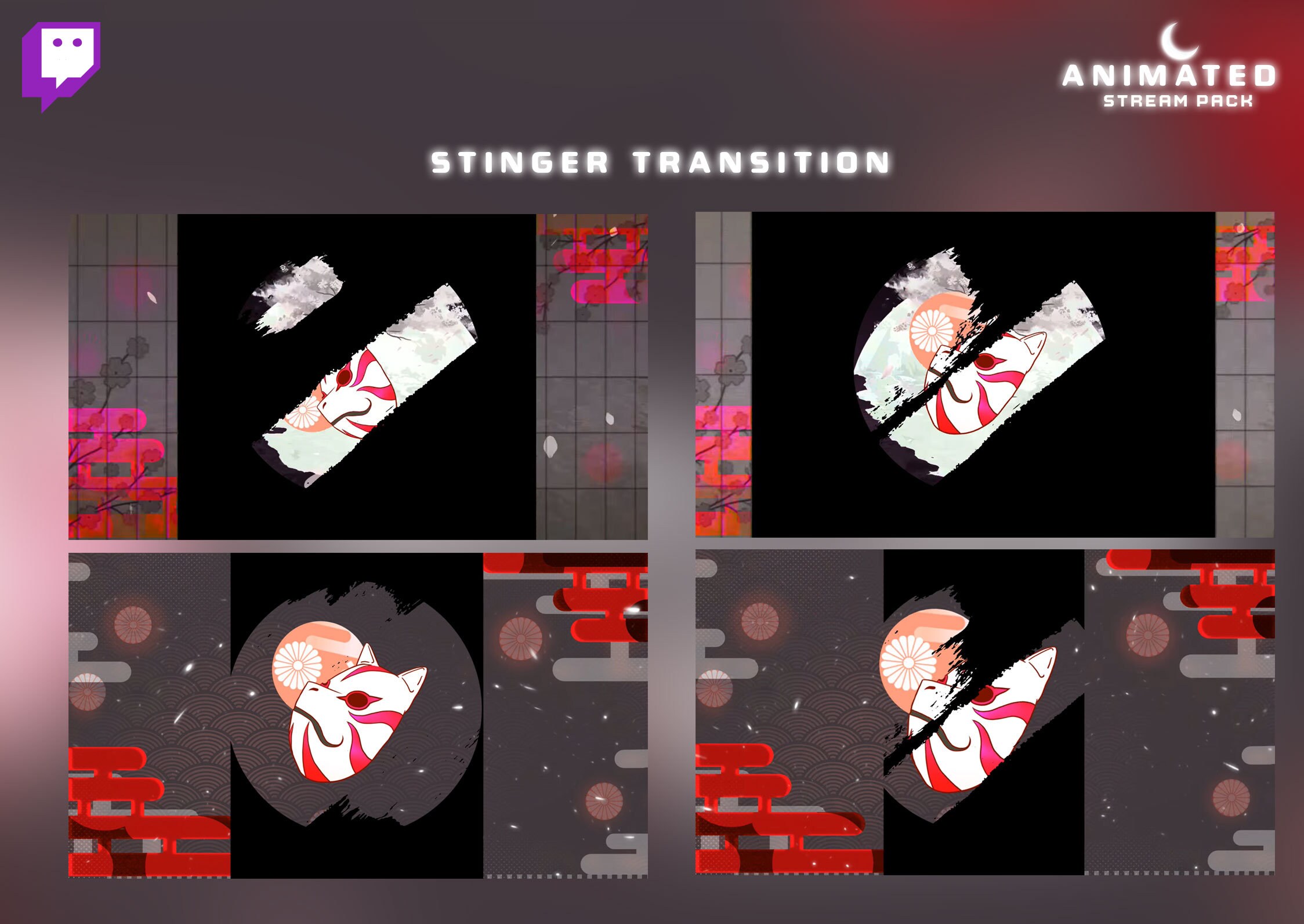 Animated Japanese Twitch Overlays Package Hand-drawn, Designed and ...