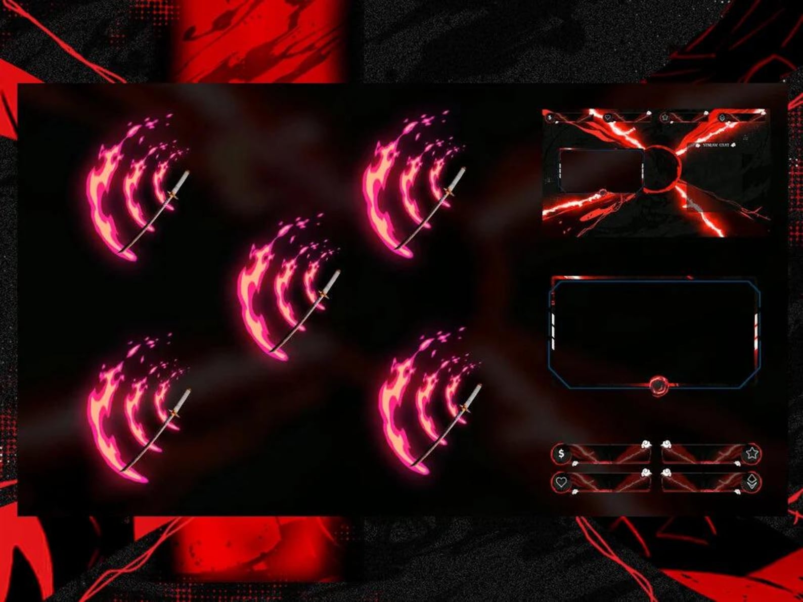 Animated Demon Fire Twitch Overlay Package Stream Game Overlay Games ...