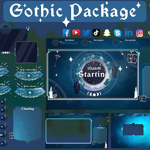 Goth Stream Twitch Package Animated Screens Overlay Panels Dark Mode ...