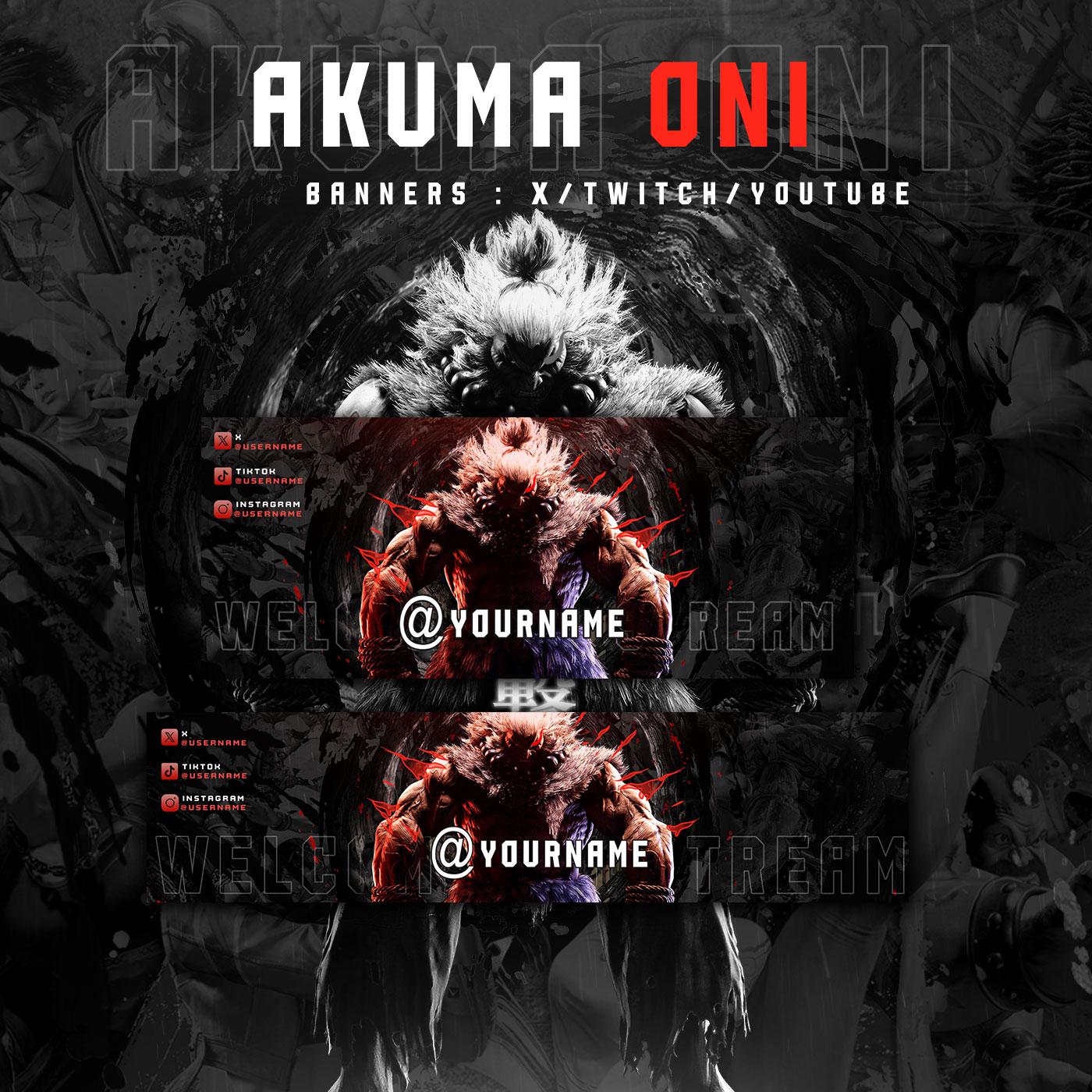 Akuma Oni Animated Twitch Overlay Package Stream Game Overlay Games ...