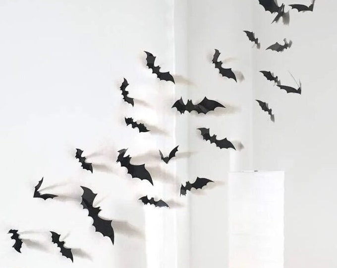 24pcs 3D Bat Wall Decoration Halloween Wall Decoration Black - Etsy