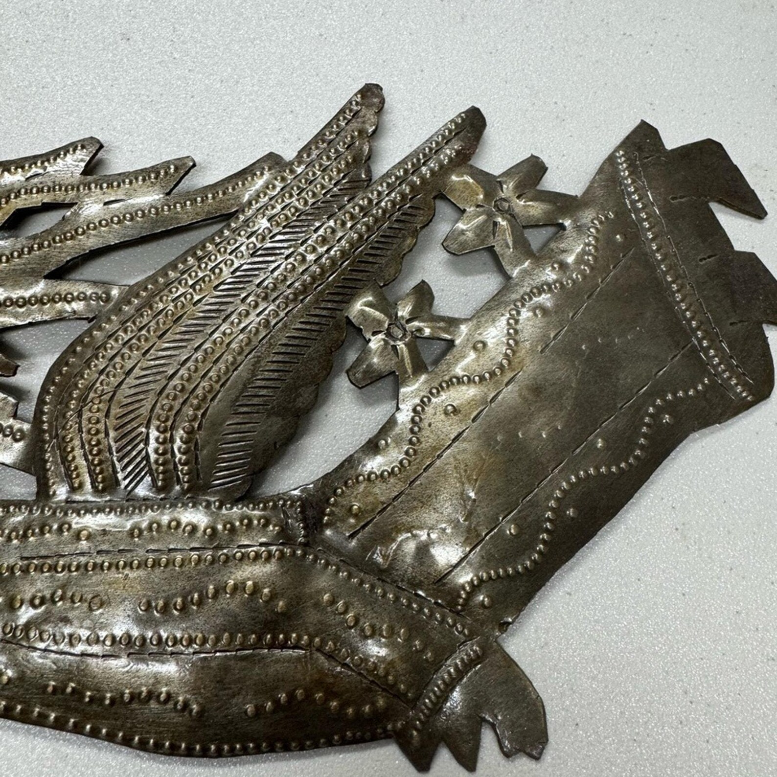 Vintage Metal Angle Horn Wall Art Haitian Steel Drum Handmade Folk 90s ...