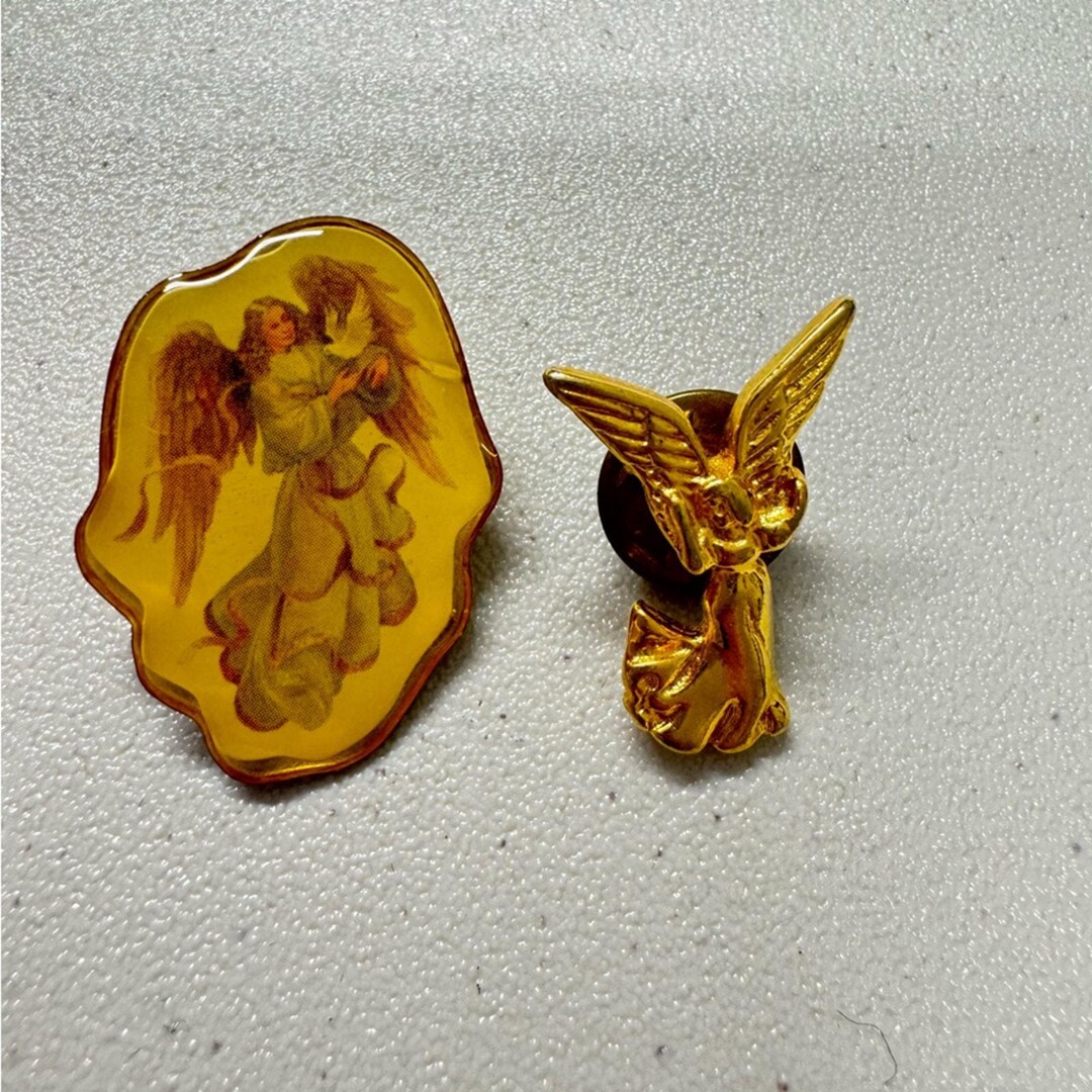 Gold Angel Pin Set of Two Brooch Vintage Holiday Estate Jewelry - Etsy