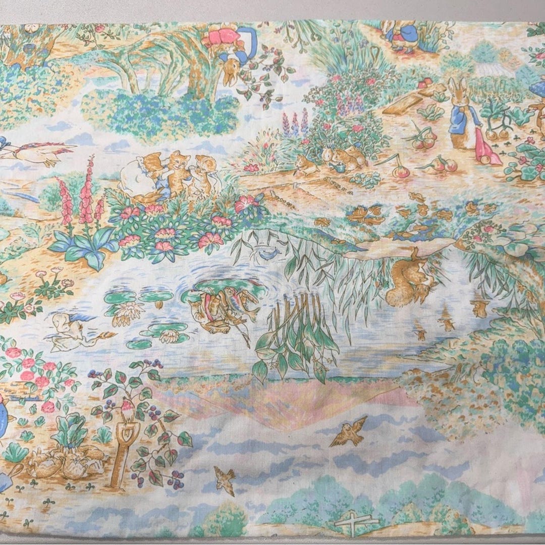 Vintage Beatrix Potter Peter Rabbit Handmade Pillow Case 90s Standard ...
