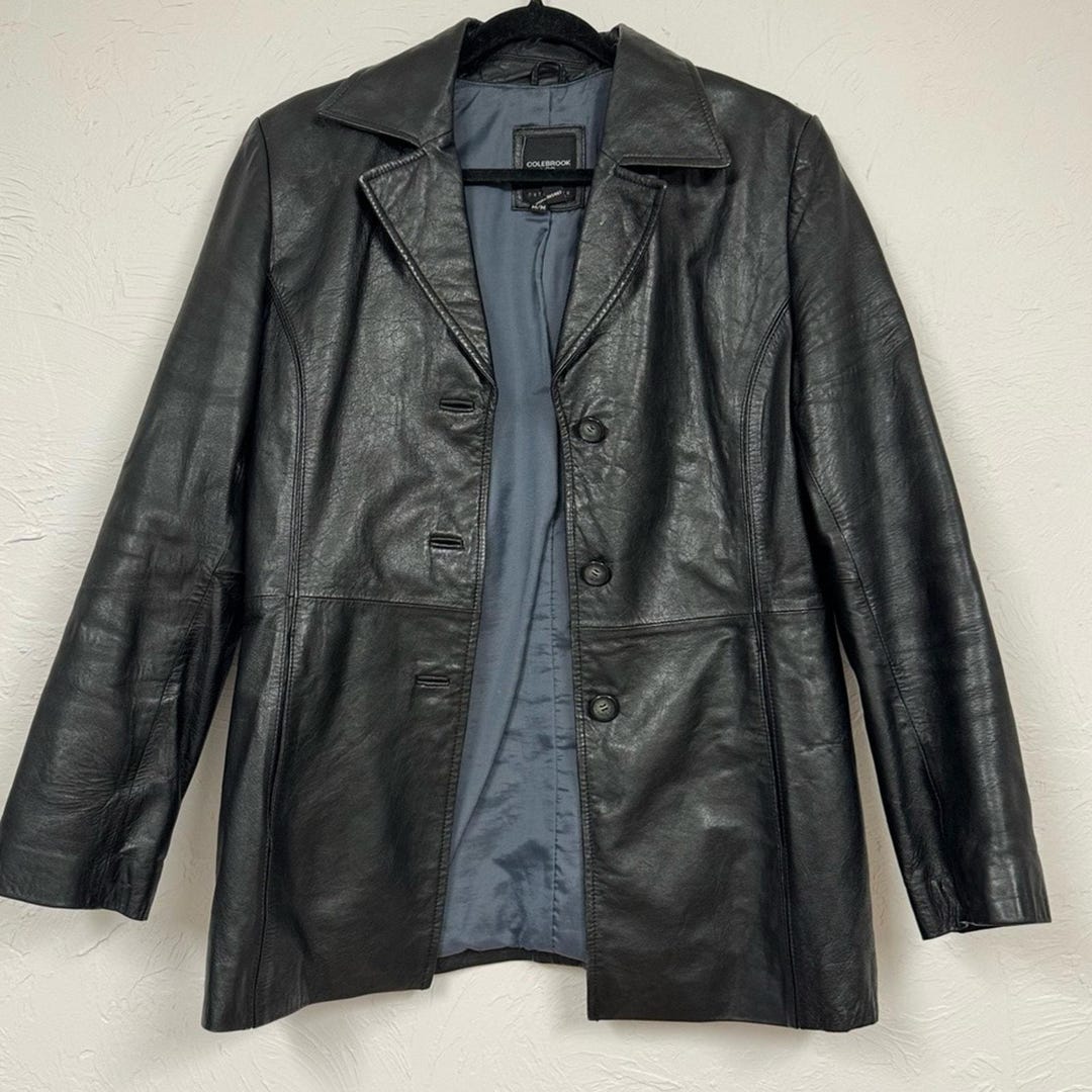 Vintage Colebrook Black Leather It Girl 90s Jacket Womens Size M - Etsy