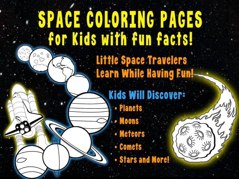 Space Coloring Pages for Kids - Etsy