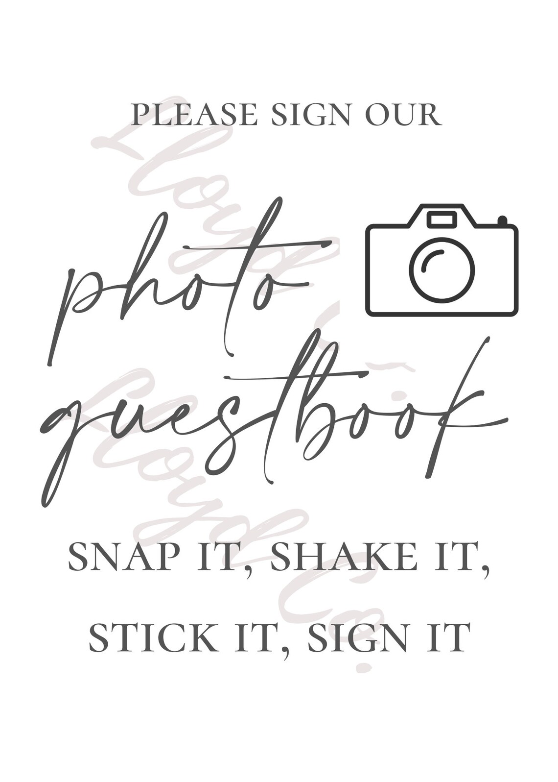 INSTANT DOWNLOAD | Photo Guestbook | Snap It Shake It Stick It Sign It ...