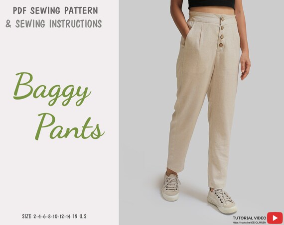 Baggy Pants PDF Printable Sewing Pattern Instant Download - Etsy UK