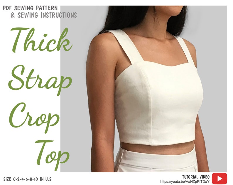 Thick Strap Crop Top PDF Printable Sewing Pattern Instant - Etsy UK