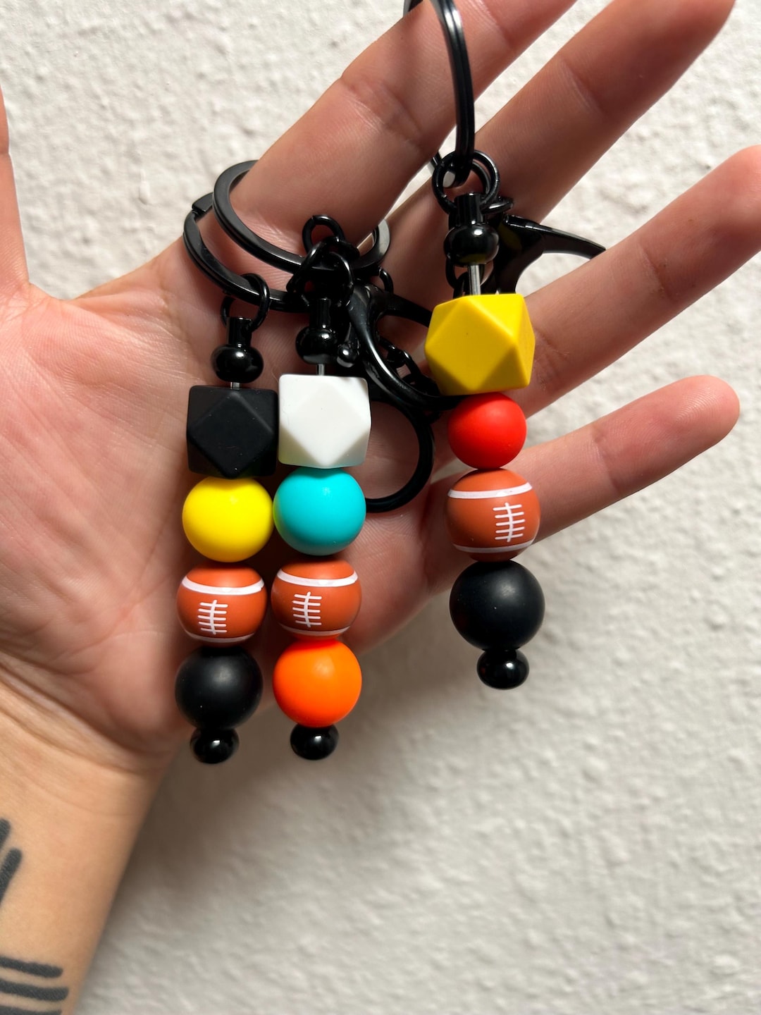 Beaded Football Team Key Chain - Etsy