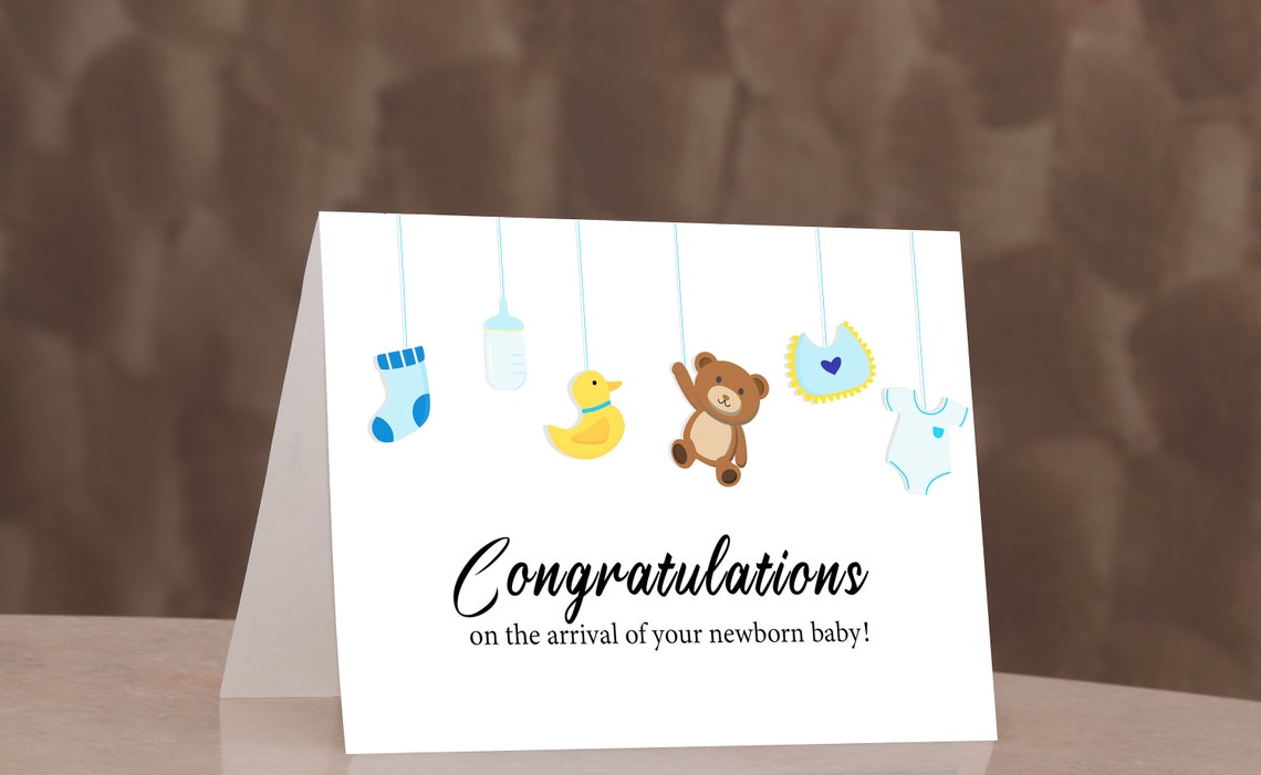 Printable Congratulations on Your Newborn Baby/ Welcome Baby Boy Card ...