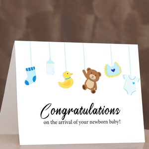 Printable Congratulations on Your Newborn Baby/ Welcome Baby Boy Card ...