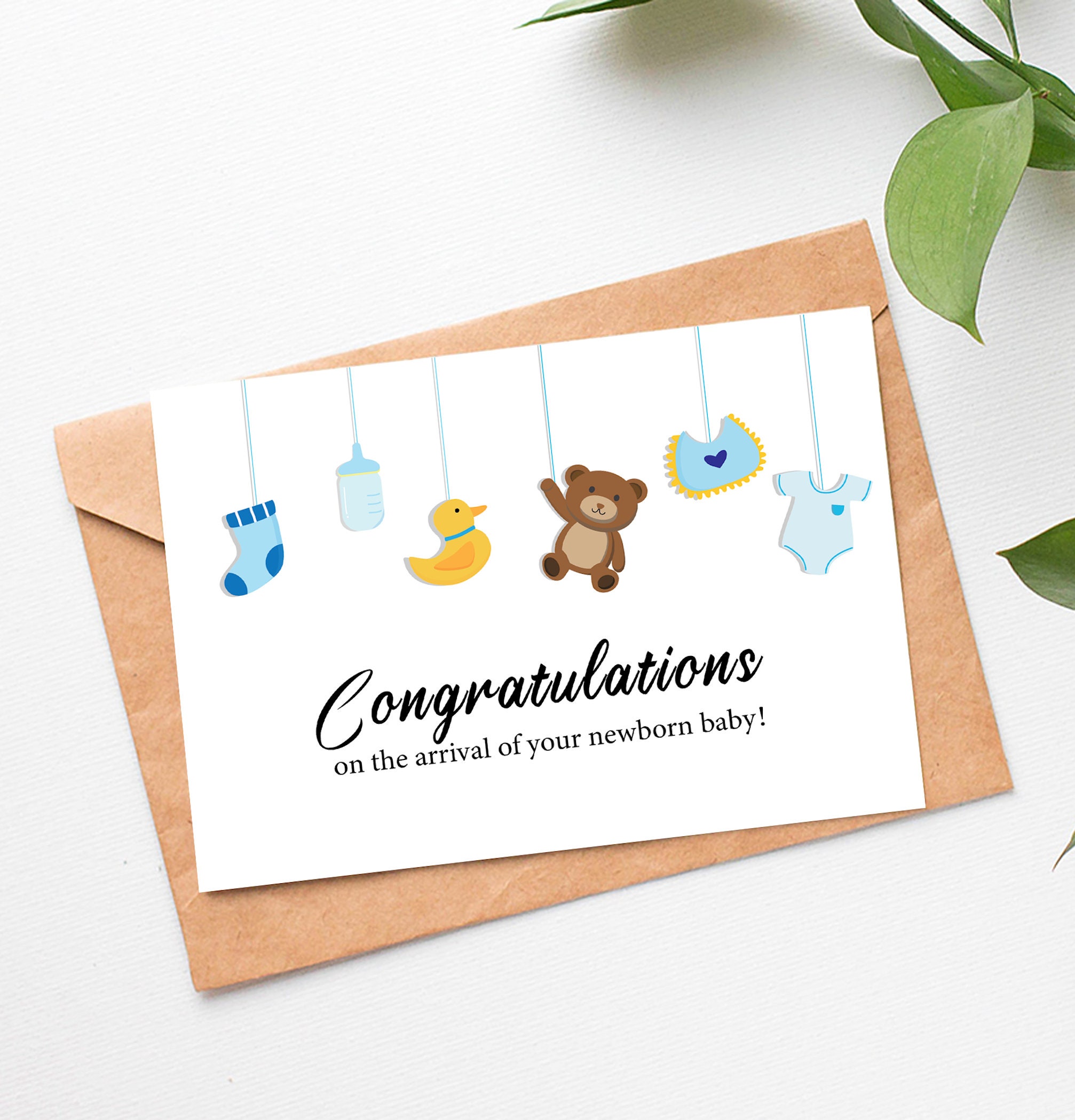 Printable Congratulations on Your Newborn Baby/ Welcome Baby Boy Card ...