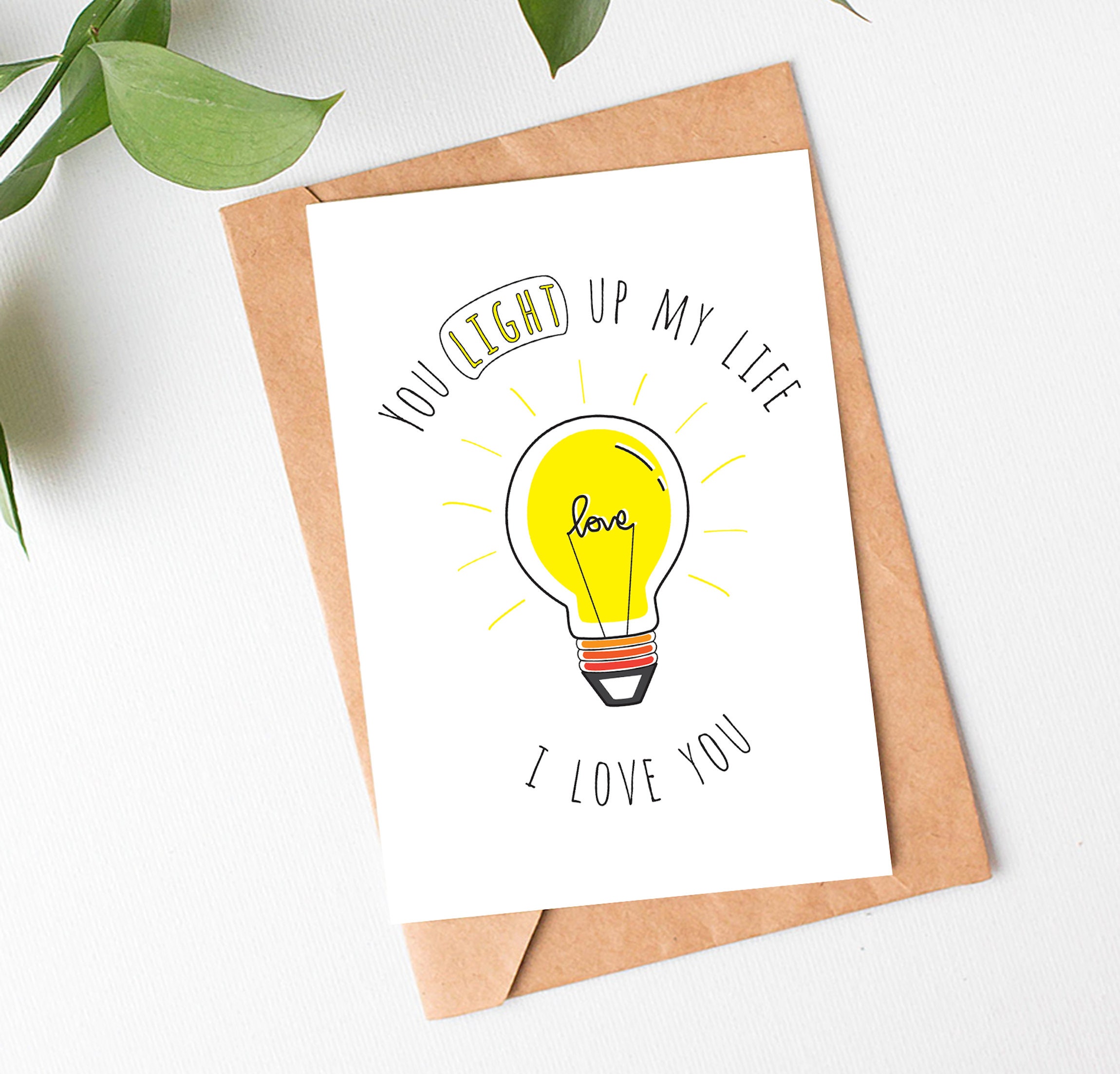 Printable You Light up My Life Card/ I Love You Card/ Happy Anniversary ...