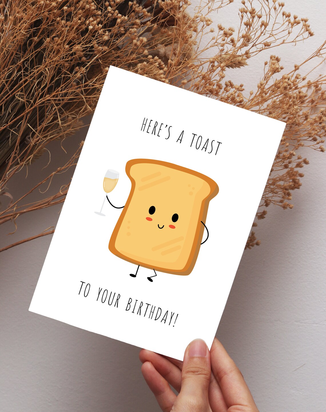 Printable Birthday Card / Here's a Toast to Your Birthday Card/ Toast ...