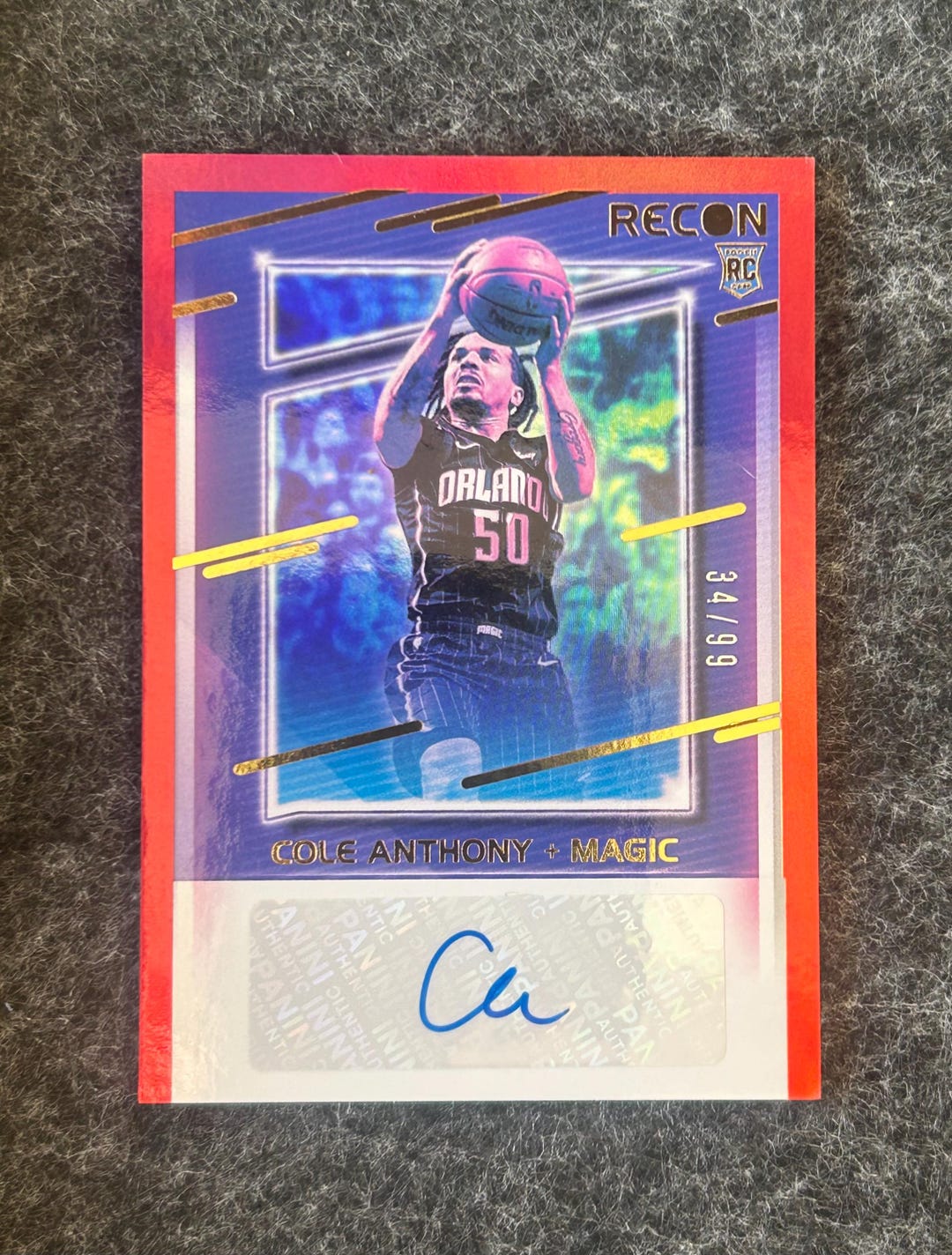 2020-21 Panini Recon Basketball - Cole Anthony - Red Rookie Signatures ...