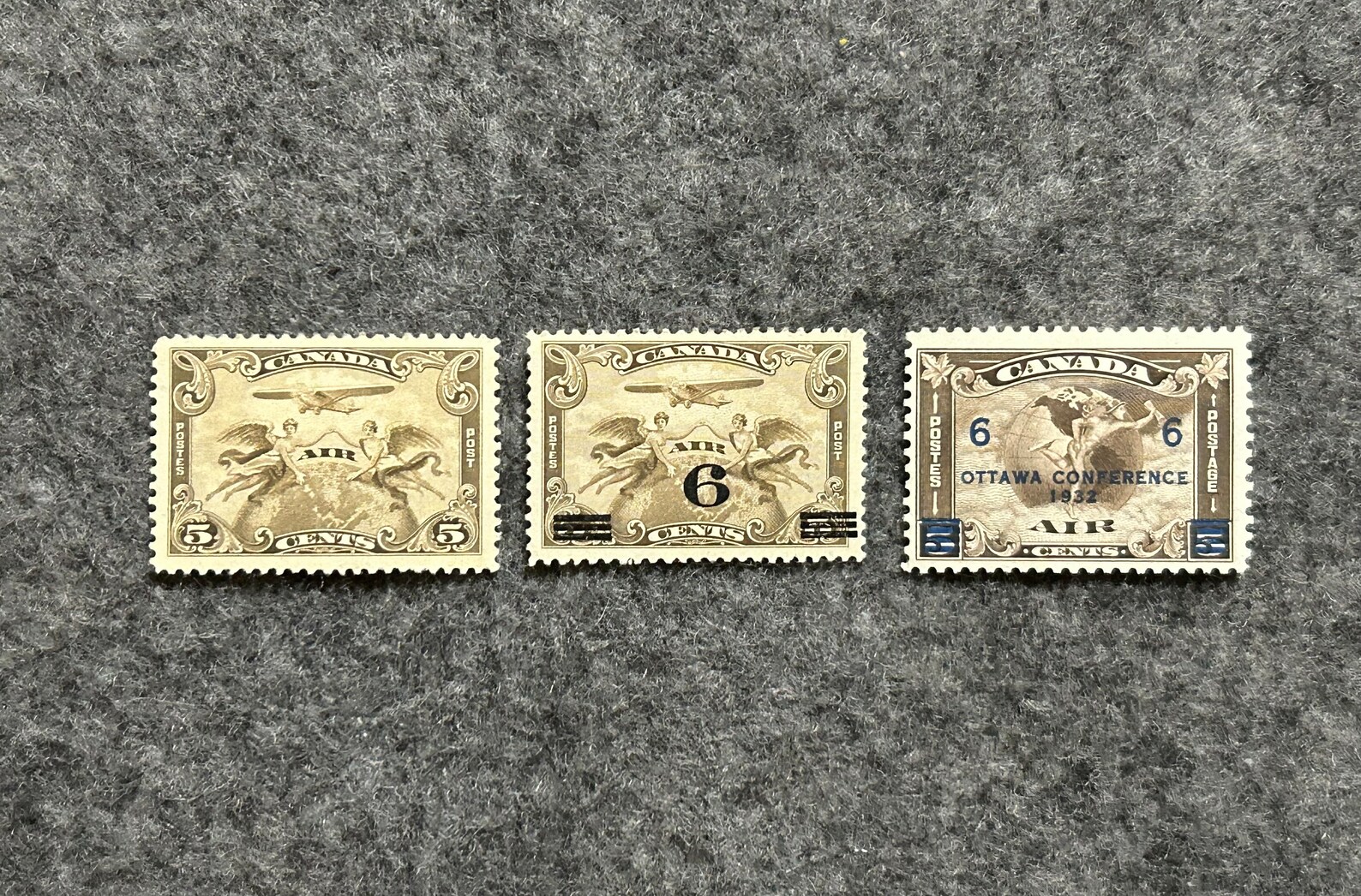 Canada Air Mail Stamps - 1928-1932 / Scott #s C1 / C3 / C4 - MOGH - 5 ...