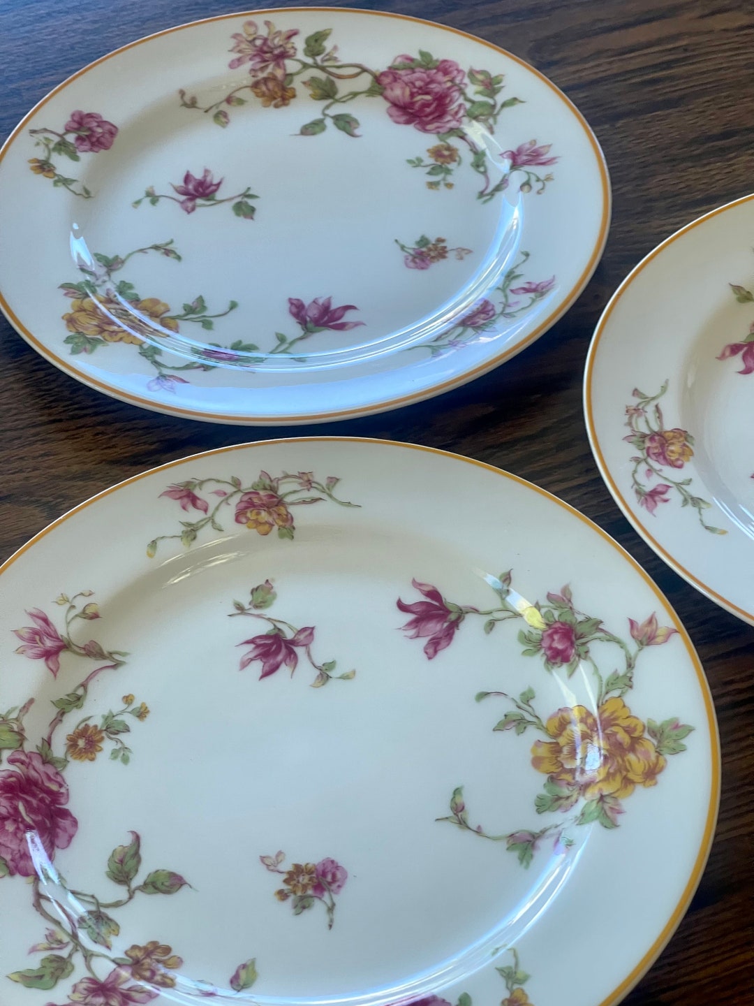 Vintage Alsace - Mid-century 3 Fine Bone China Porcelain Salad Plates ...