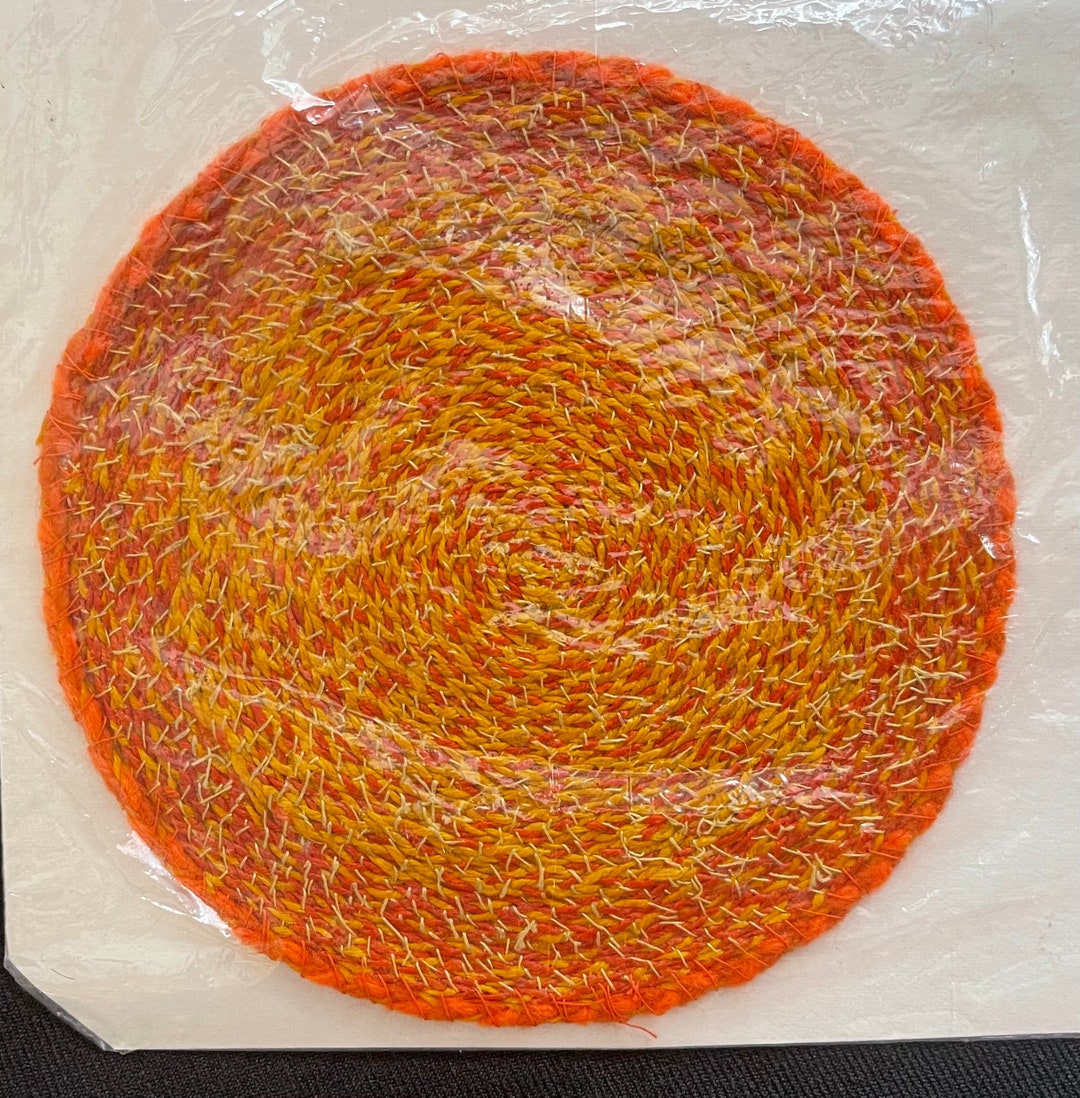 Miniature Handmade Large Round Dollhouse Rug - 5 In. - Orange & Yellows ...