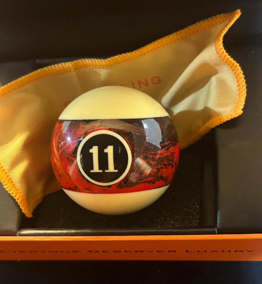 Stone Pool Ball 11 Individual Replacement - Red & Black Marbled Over ...
