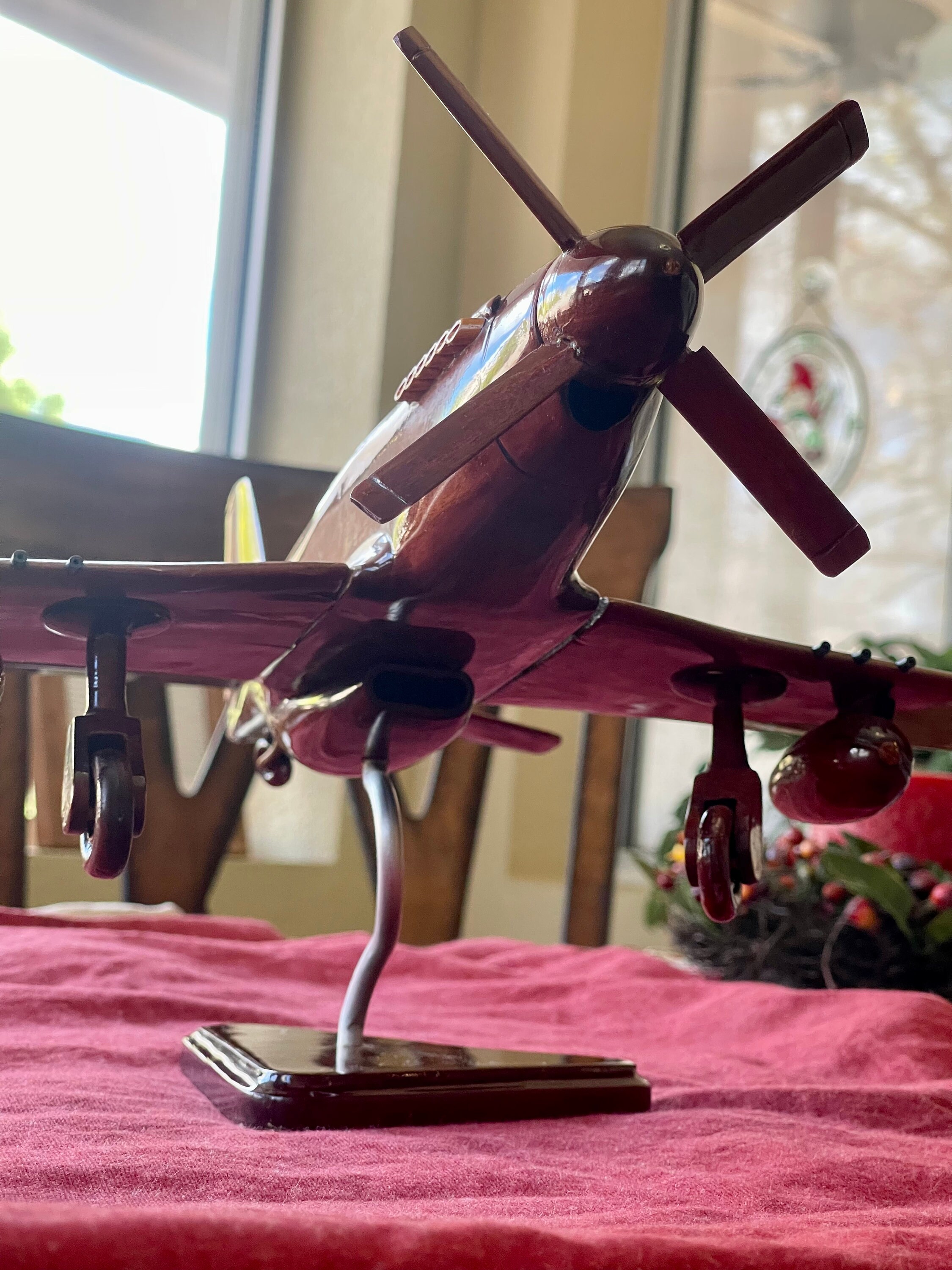 Vintage Antique Mahogany Wooden Model World War 2 Fighter Plane 7x15x16 ...