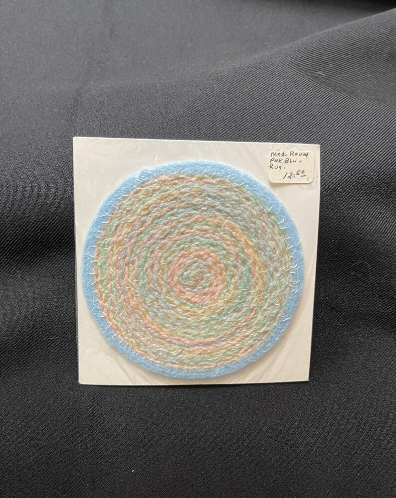 Miniature Handmade Large Round Dollhouse Rug - 5 1/2 In. - Yellow ...