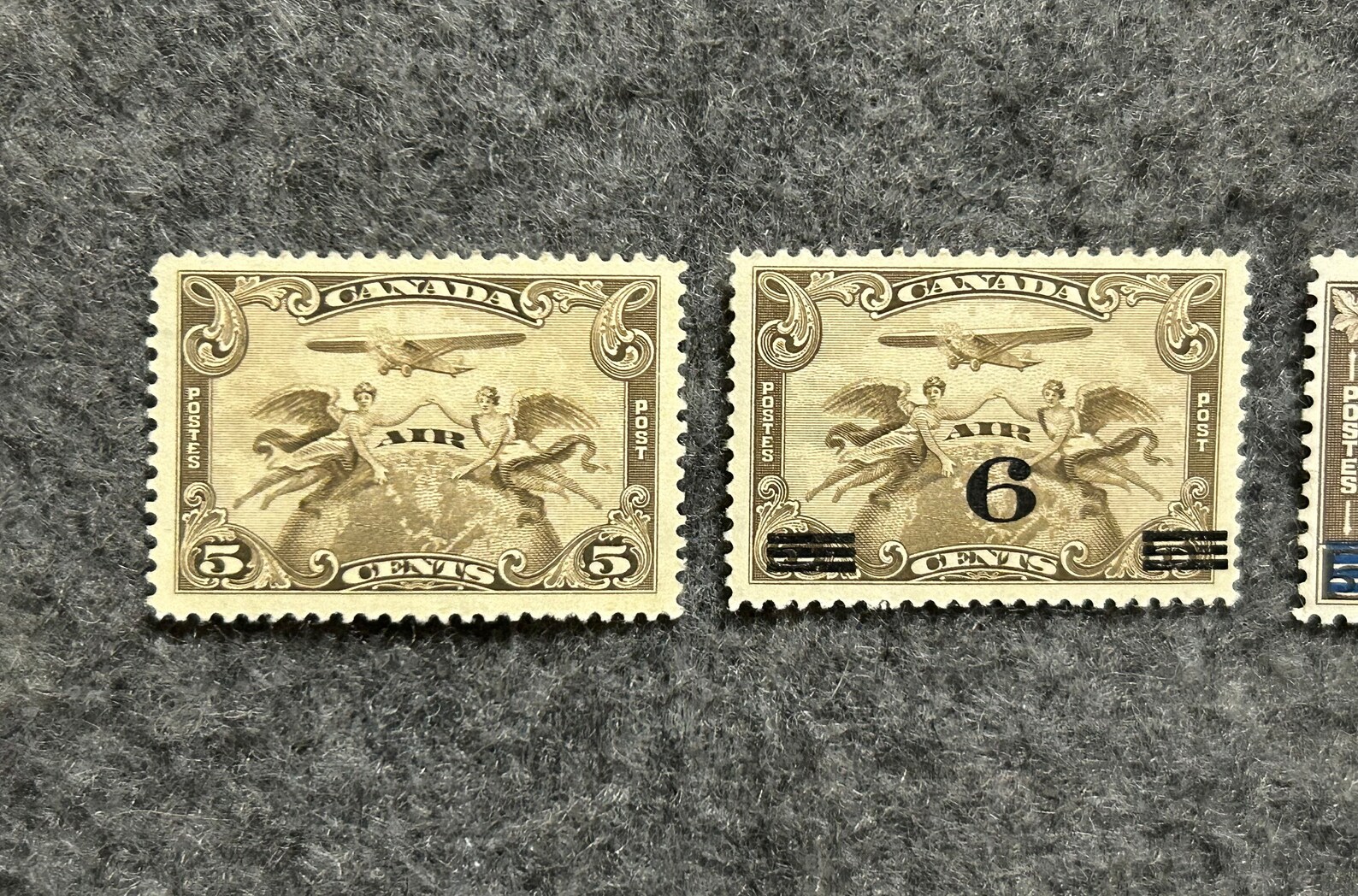 Canada Air Mail Stamps - 1928-1932 / Scott #s C1 / C3 / C4 - MOGH - 5 ...