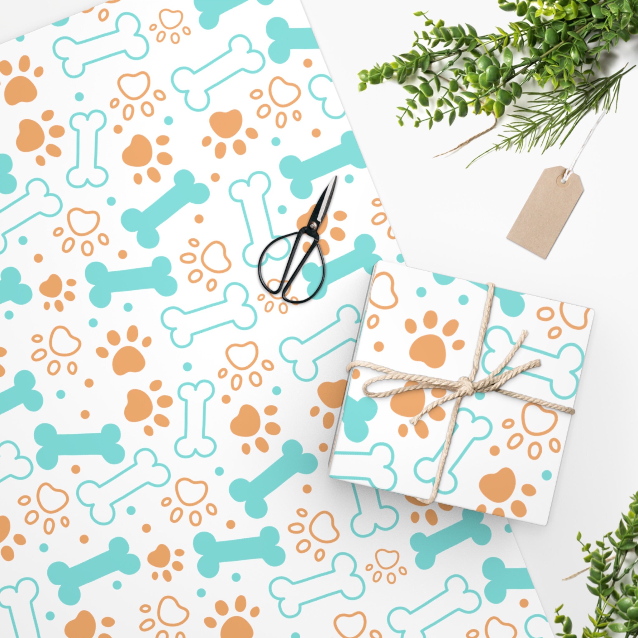 Cute Doggy Paw Print and Bone Wrapping Paper - Etsy