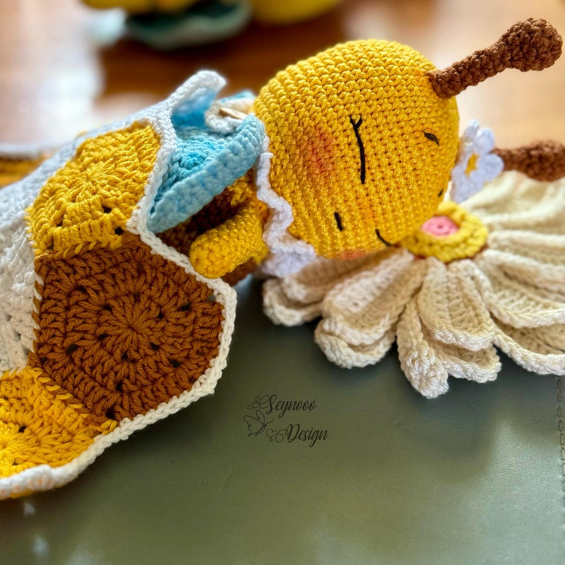 Crochet Sleeping Bee Toy: Amigurumi Bee With Flower Blanket - Etsy