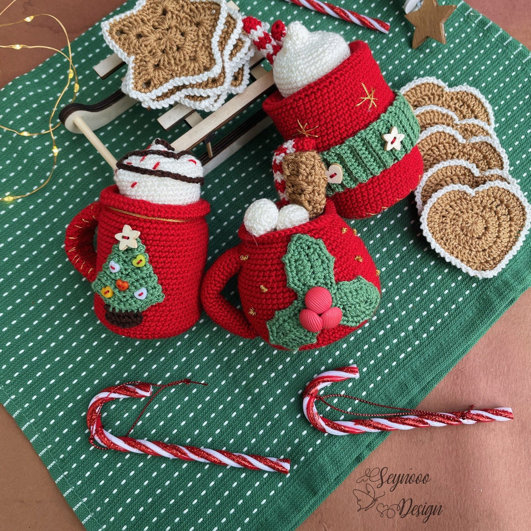 Crochet Christmas Mugs Pattern, Christmas Mug Pattern, Crochet Mug ...
