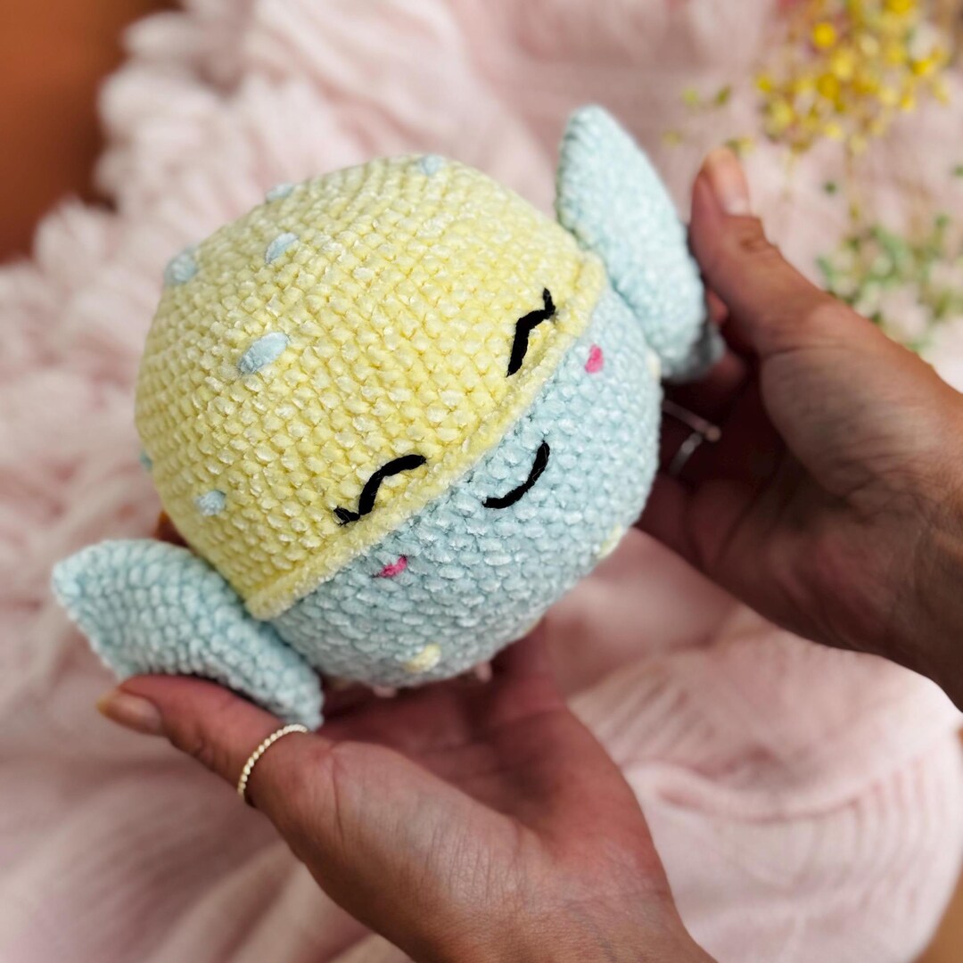 Crochet Puffer Fish & Rattle Set: Handmade Plush Baby Toy - Etsy