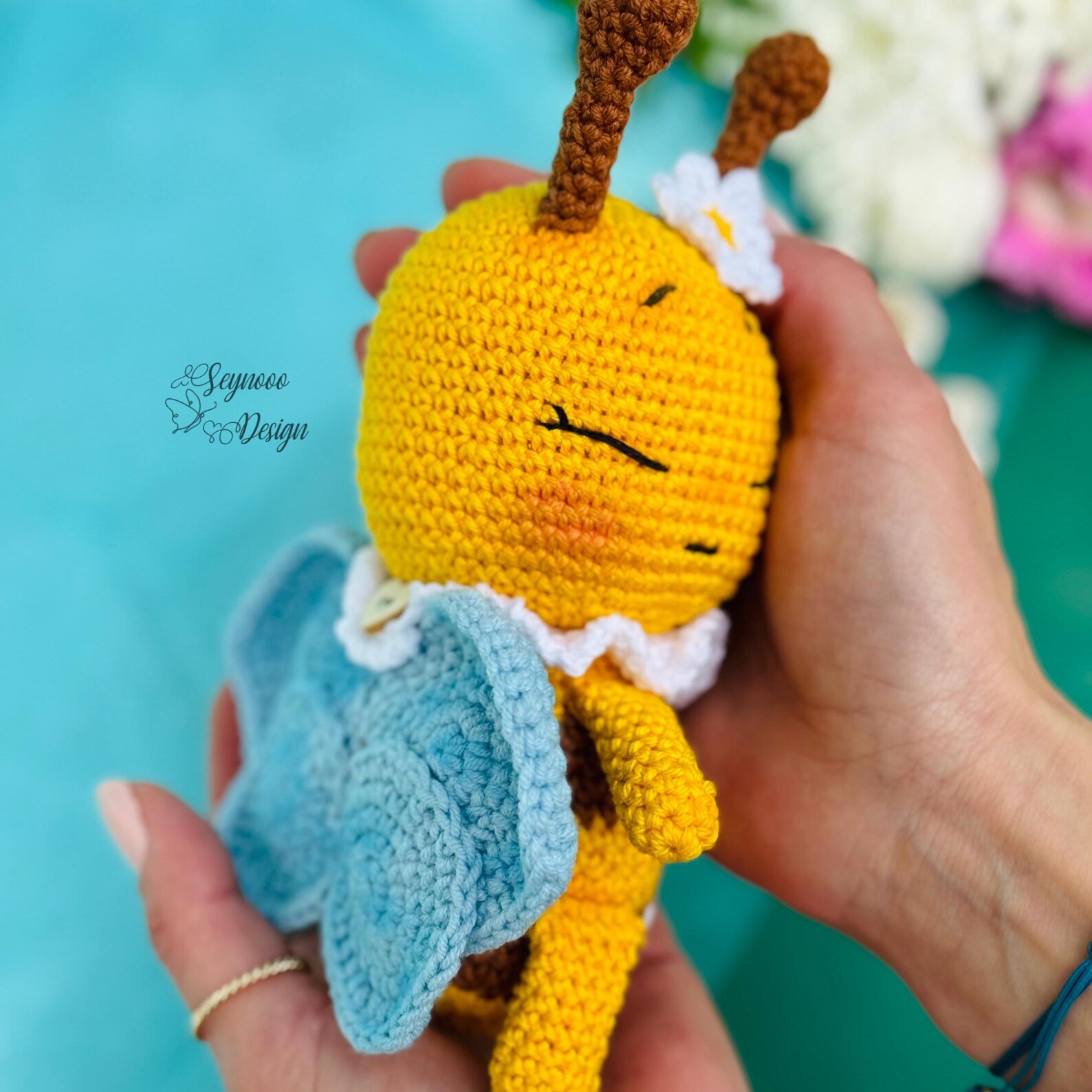Crochet Sleeping Bee Toy: Amigurumi Bee With Flower Blanket - Etsy