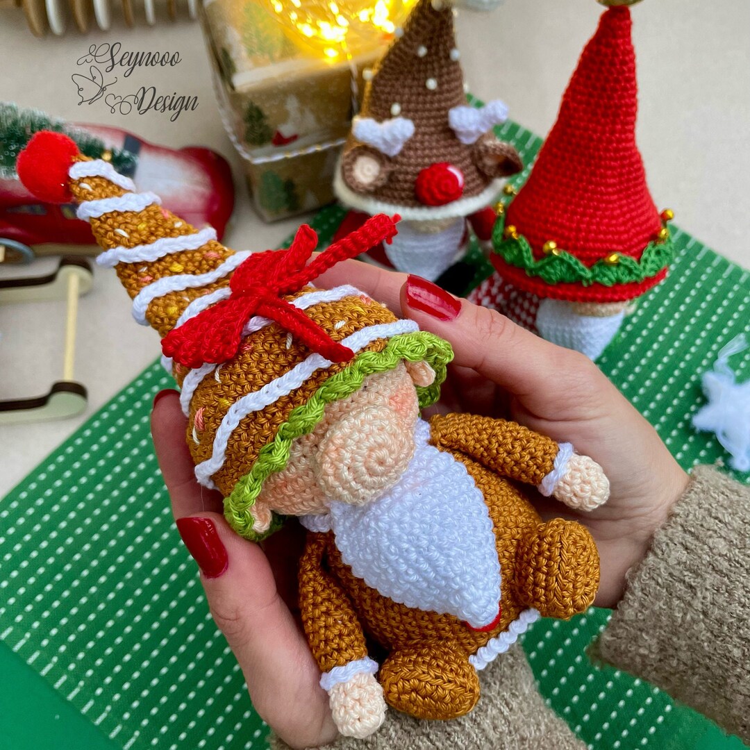 Cute Gingerbread Gnome Pattern, Amigurumi Gnome Toy Pattern, Christmas ...
