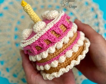 Crochet Birthday Cake Pattern With Candle | Amigurumi PDF - Etsy