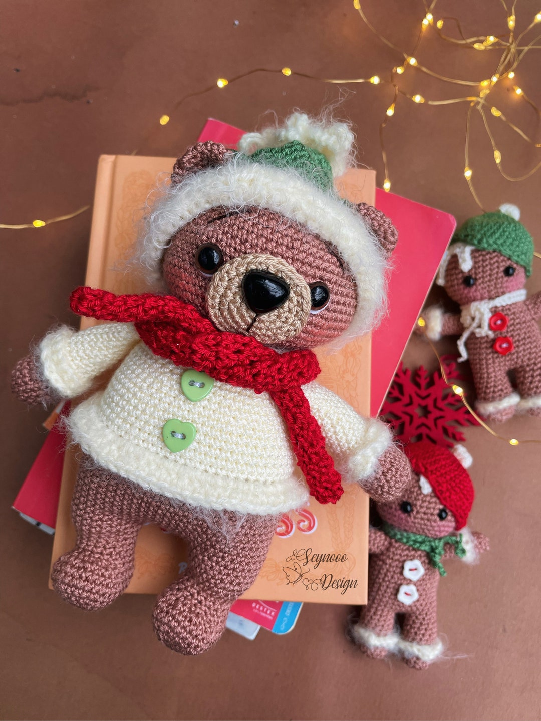 Crochet Christmas Bear Pattern, Christmas Bear Toy Pattern, Amigurumi ...