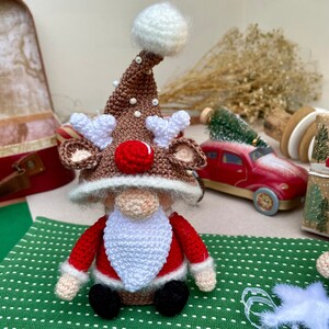 Crochet Cute Reindeer Gnome Pattern, Reindeer Gnome Pattern, Amigurumi ...